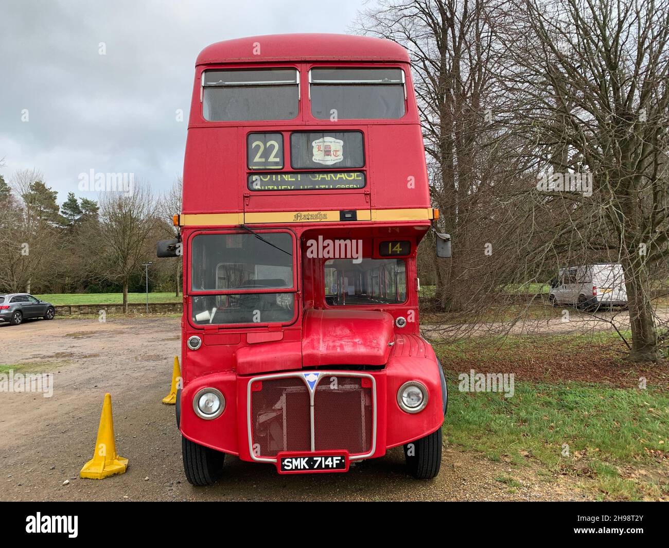 Red double decker bus at Stowe School and landscape gardens ...