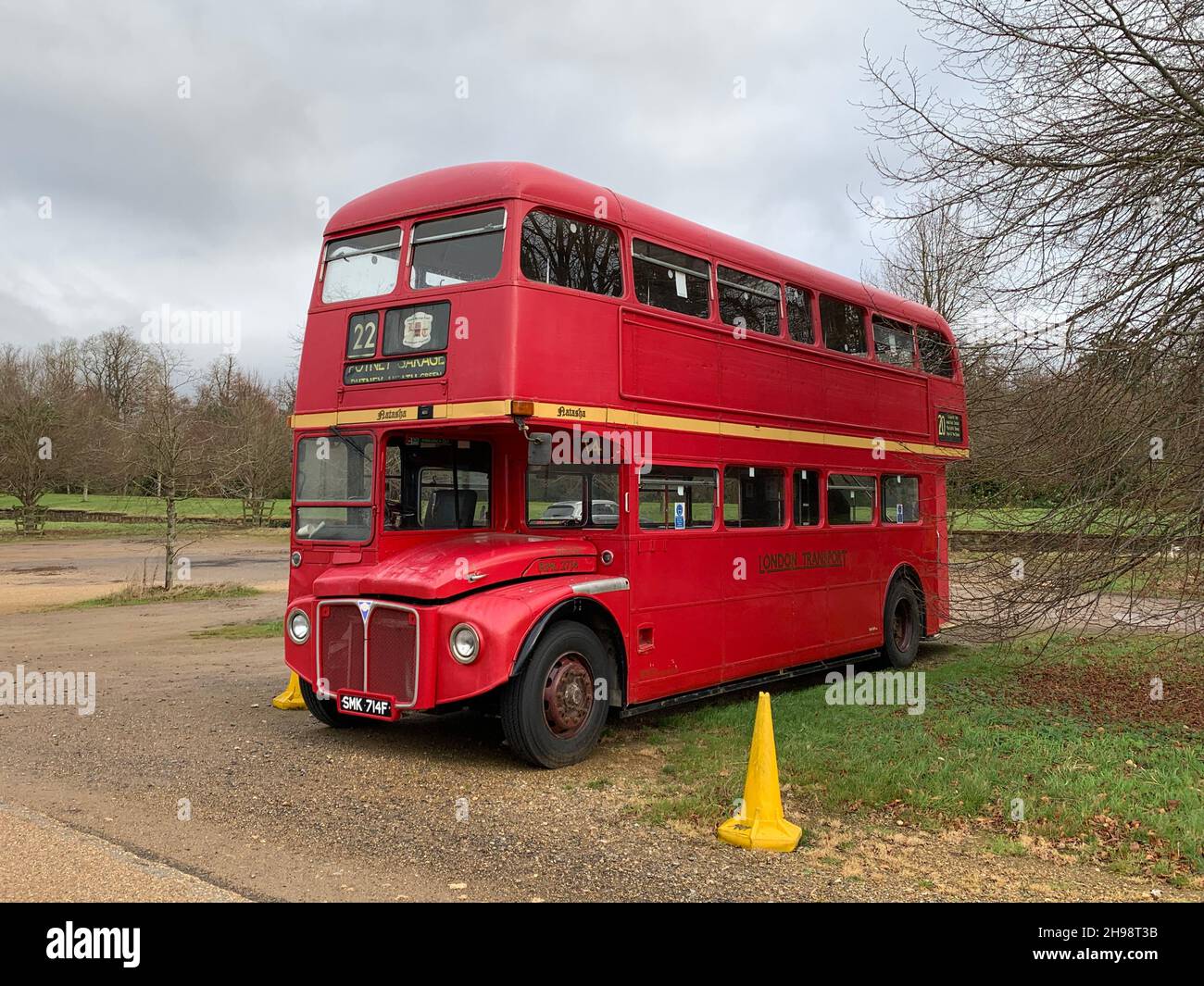 Red double decker bus at Stowe School and landscape gardens ...
