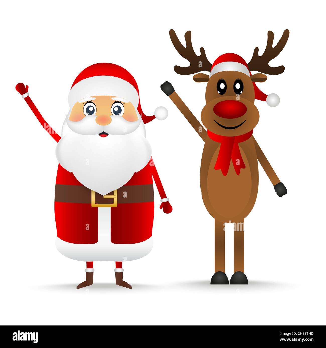Santa claus and cartoon reindeer greet you Stock Vector Image & Art - Alamy