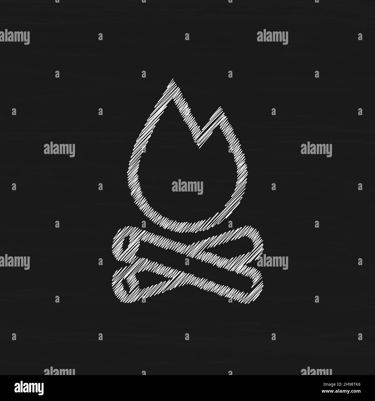 Bonfire white sketch vector icon. Fire flame silhouette Stock Vector ...