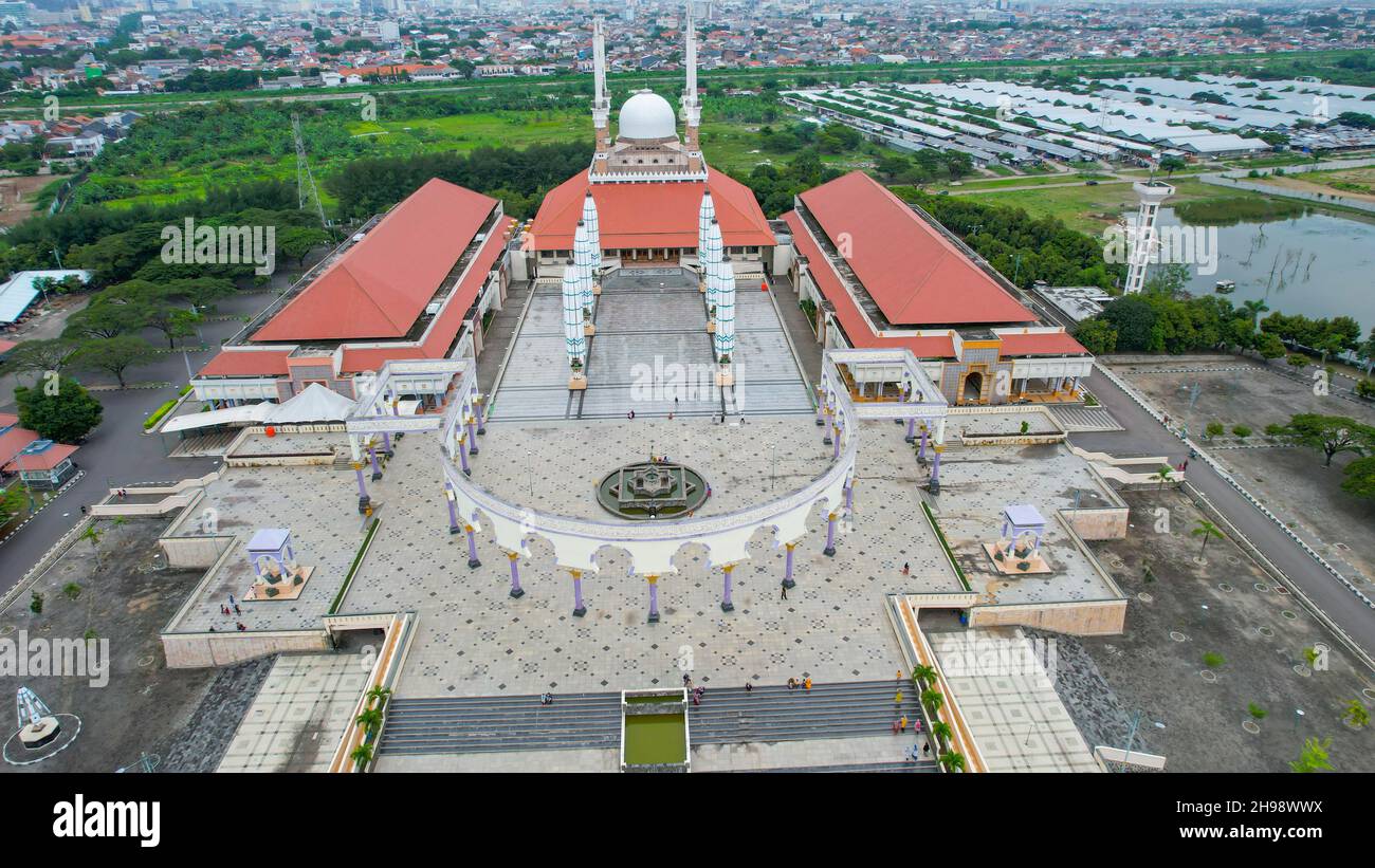Aerial view of Great Mosque in Central Java. It is the largest mosque ...