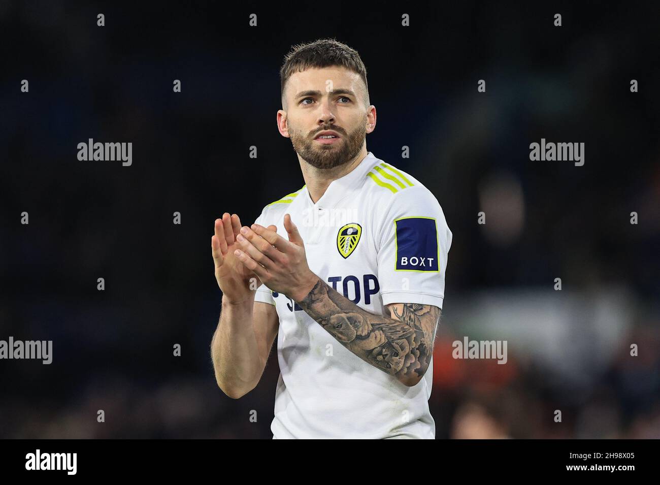 Stuart Dallas #15 of Leeds United applauds the fans as Leeds come back ...