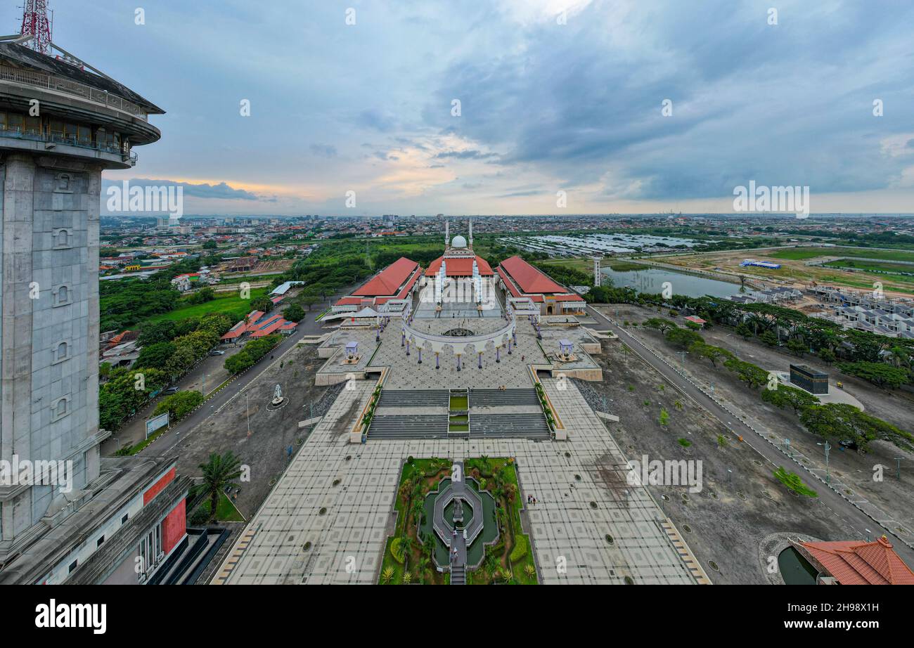 Aerial view of Great Mosque in Central Java. It is the largest mosque ...