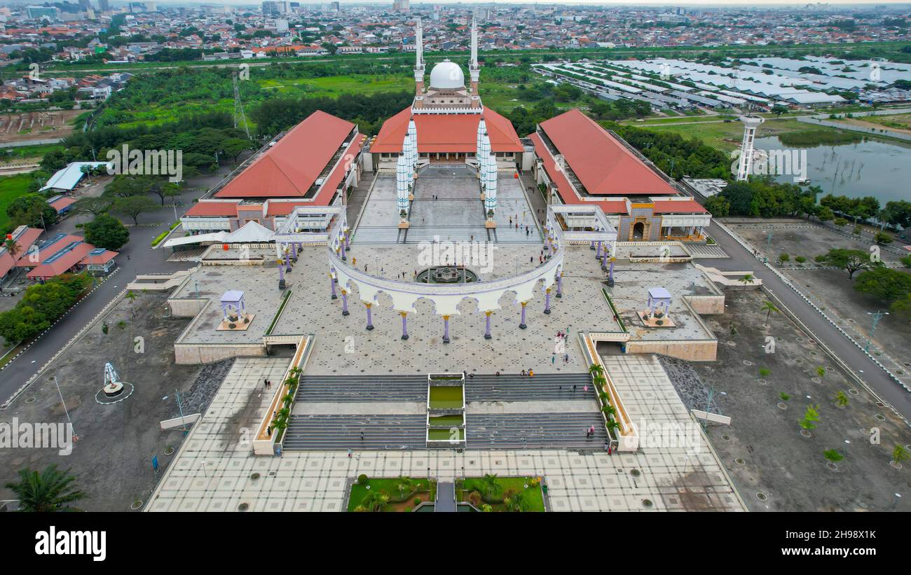Aerial view of Great Mosque in Central Java. It is the largest mosque ...