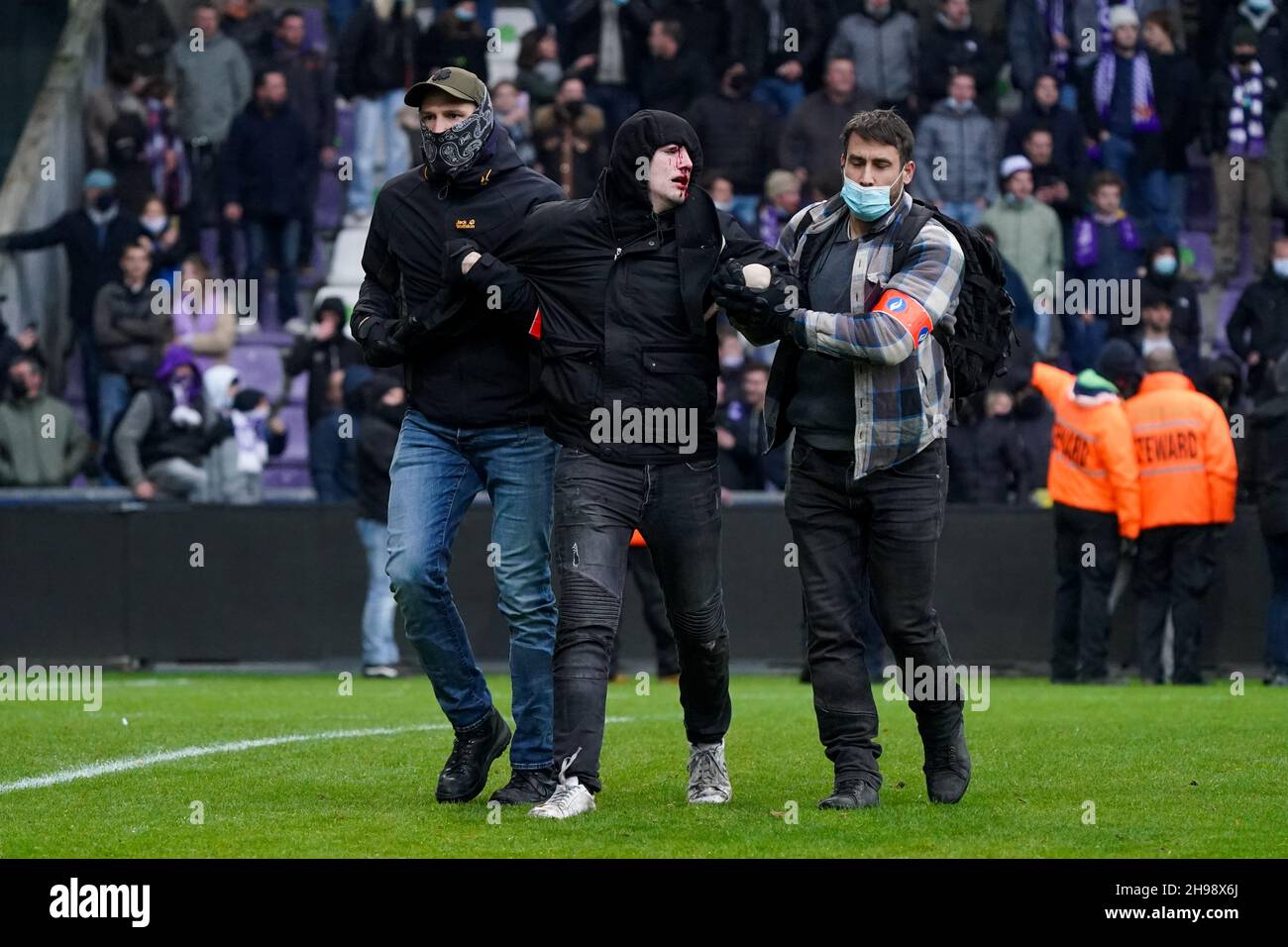 ANTWERPEN, BELGIUM - DECEMBER 5: K. Beerschot V.A. hooligan during the ...