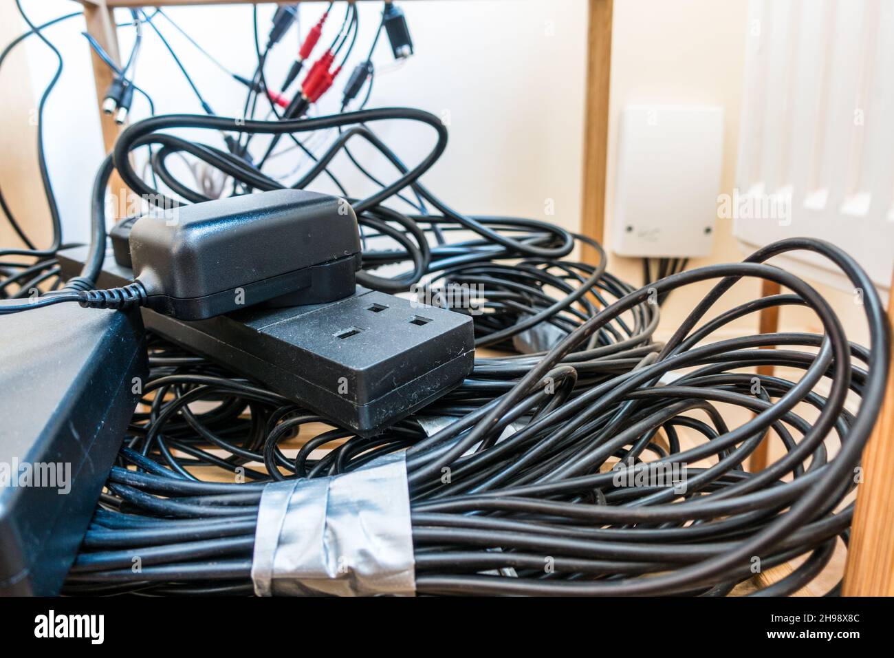 Generic view of CCTV camera systems with large amount of wires left out ...