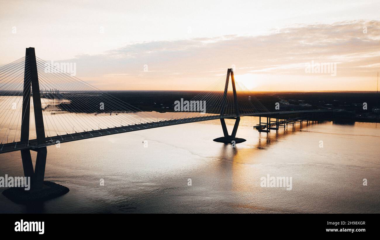 A landscape of the Arthur Ravenel Jr. Bridge over the Cooper River in ...