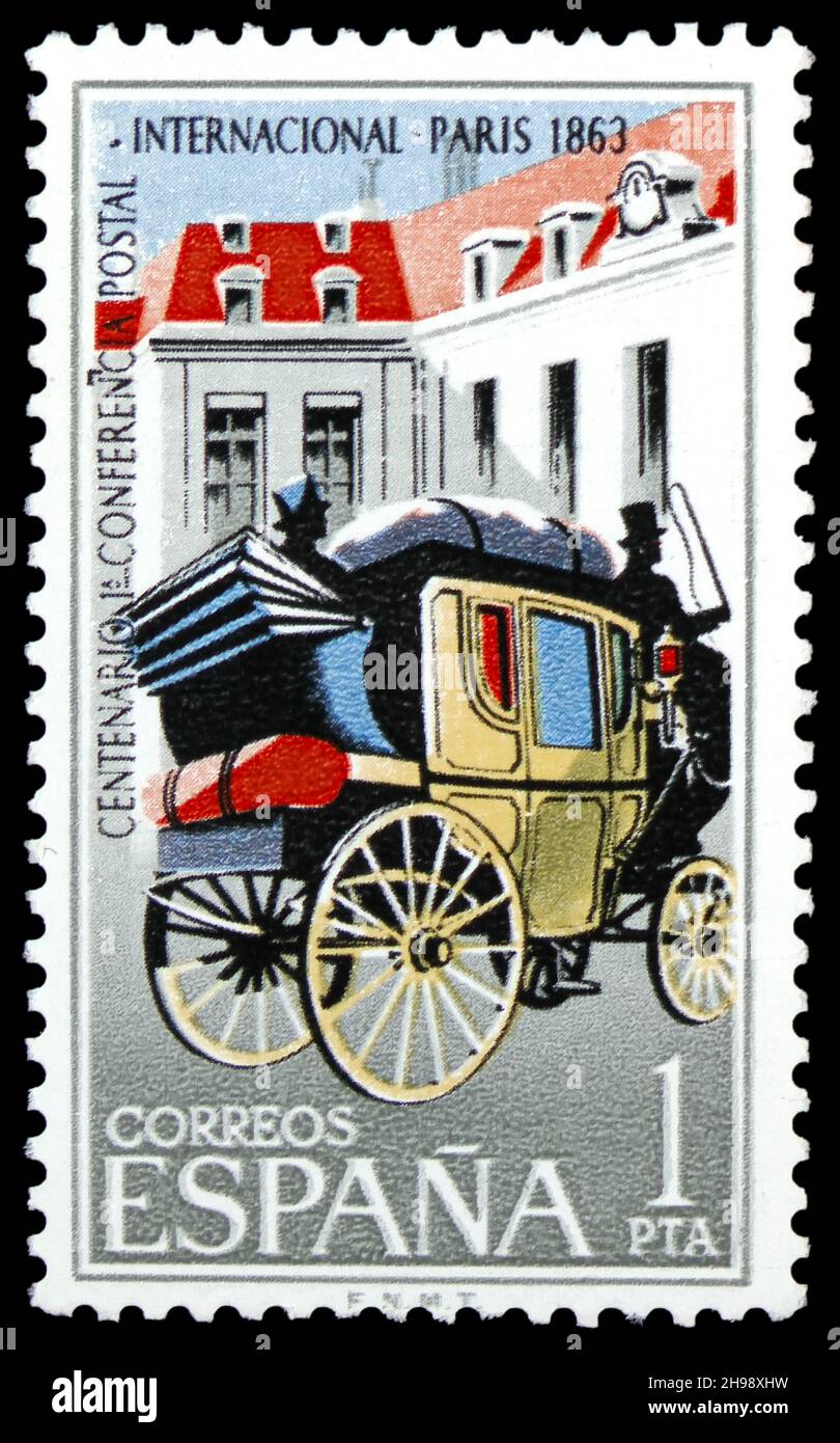MOSCOW, RUSSIA - NOVEMBER 7, 2021: Postage stamp printed in Spain shows ...