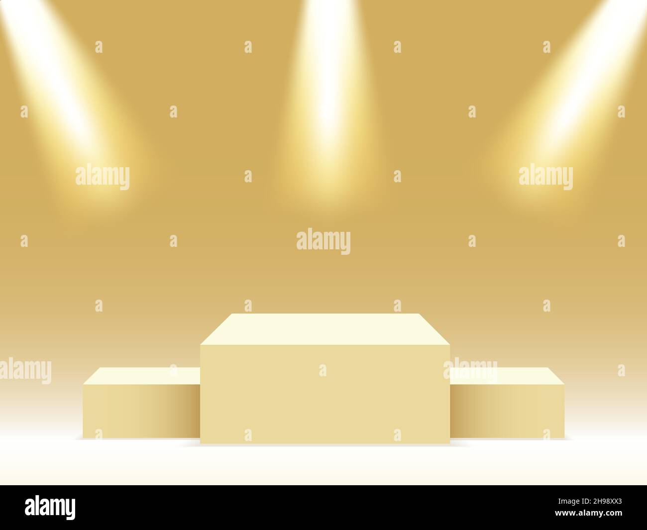 Realistic podium with spotlights. Places of the winners. Pedestal Stock ...