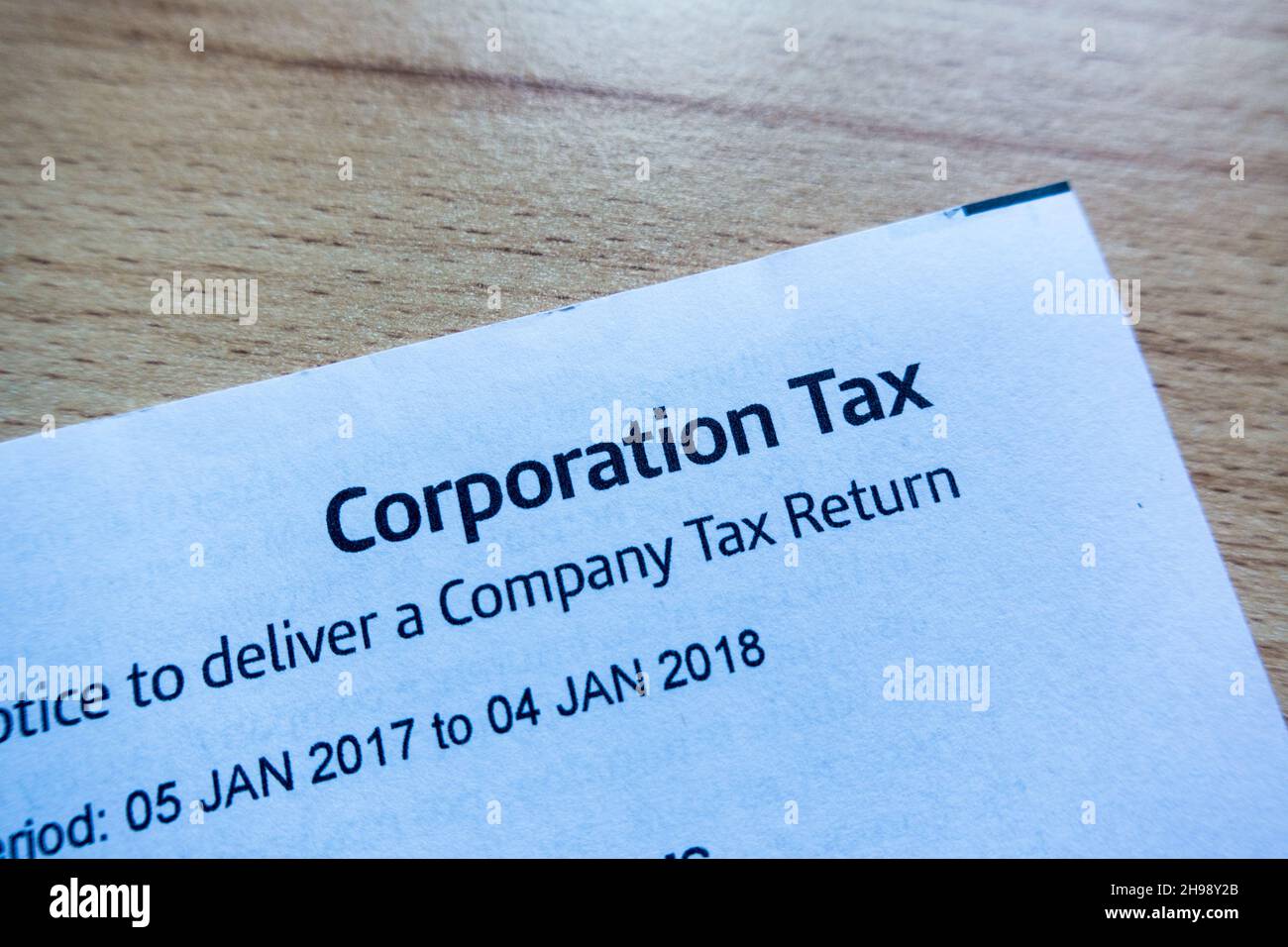 Corporation Tax letter from HMRC Stock Photo - Alamy