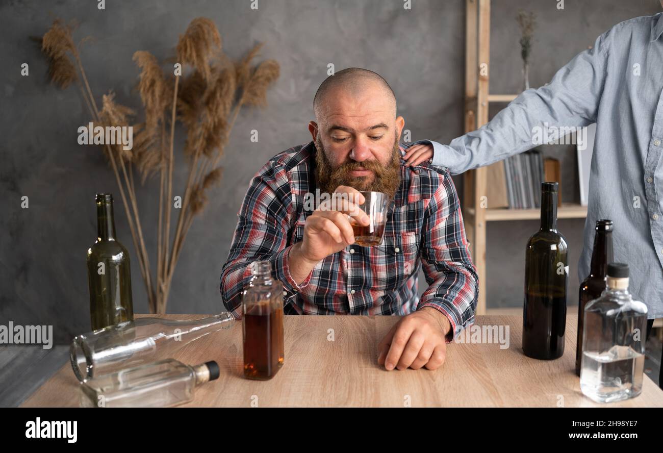 A drunken person's family has a problem with alcohol. Upset woman put ...