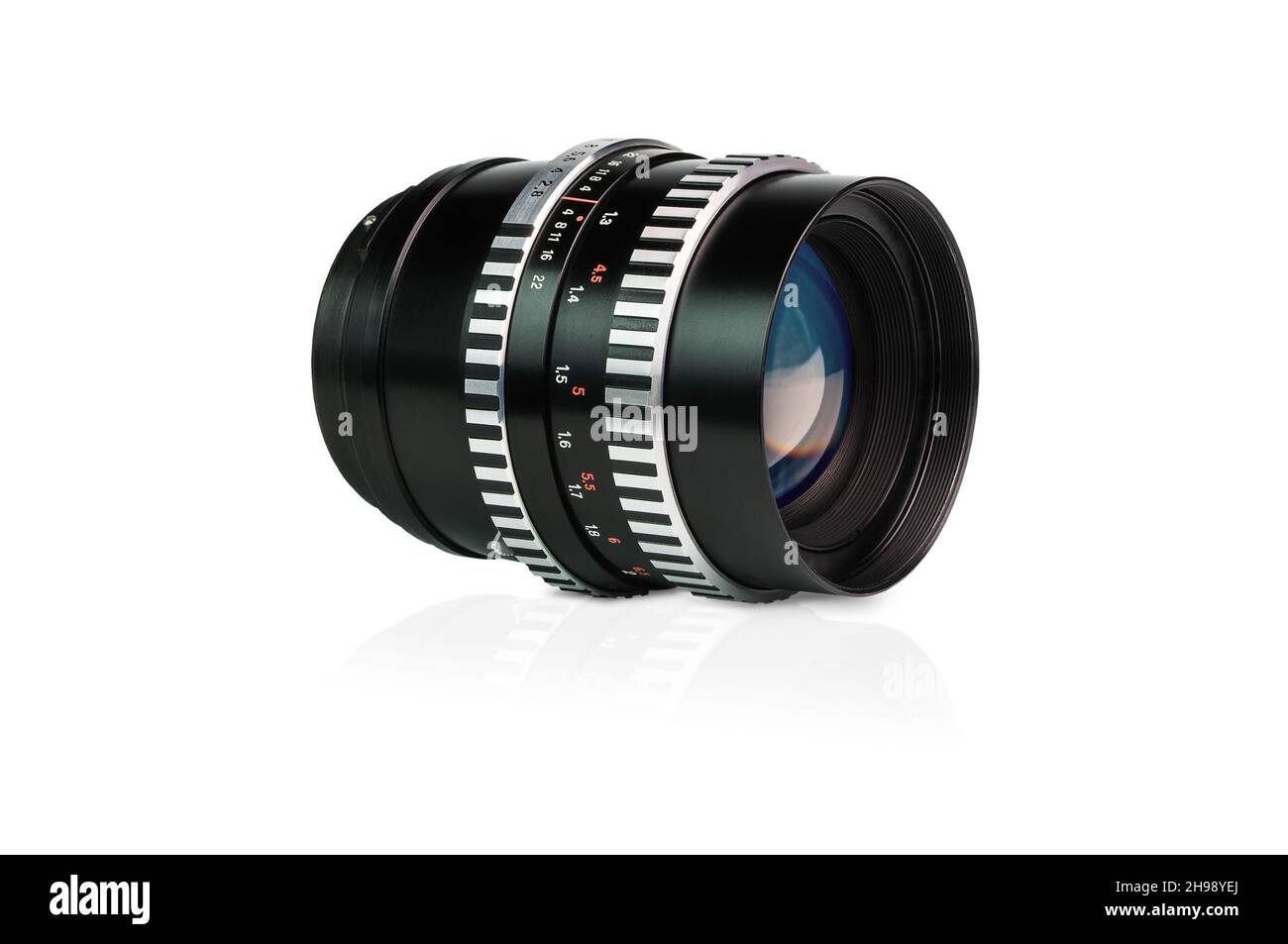 isolated old photo lens on white background with reflection Stock Photo ...