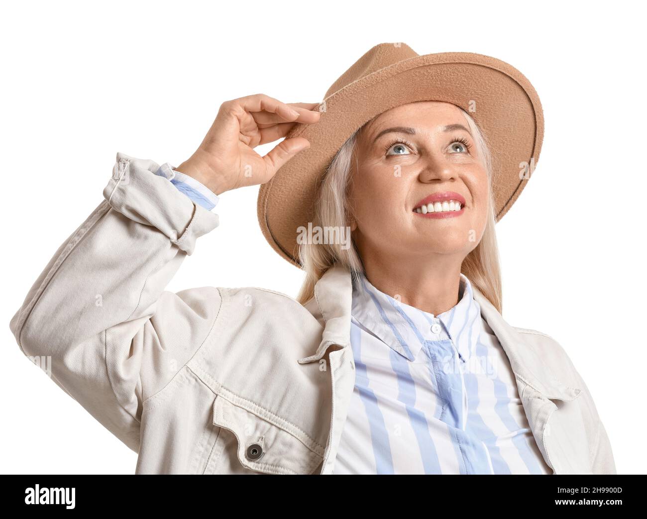 Senior woman looking autumn Cut Out Stock Images & Pictures - Alamy