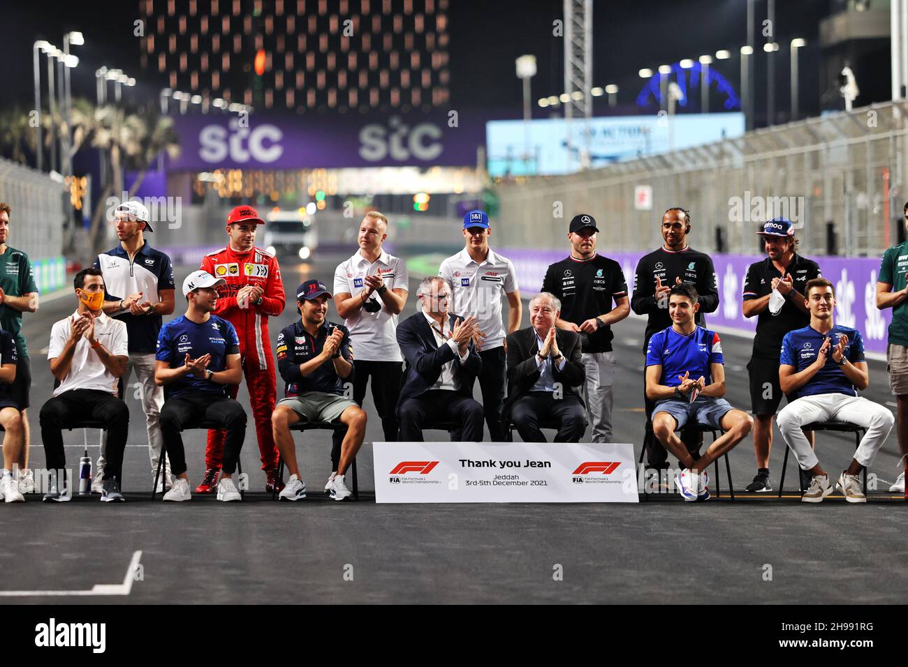 Stefano Domenicali (ITA) Formula One President and CEO and the drivers ...