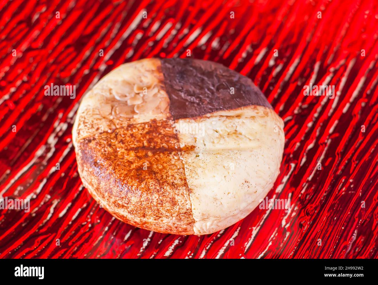 Different kind of homemade sweet cheese with cinnamon, chocolate, cacao ...