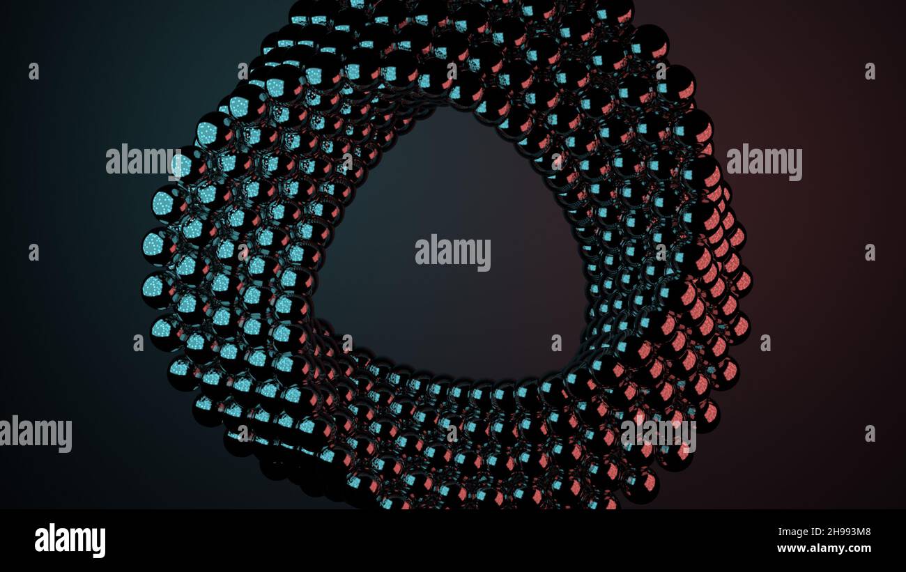 3D illustration. Spheres forming a ring with a space for text Stock ...