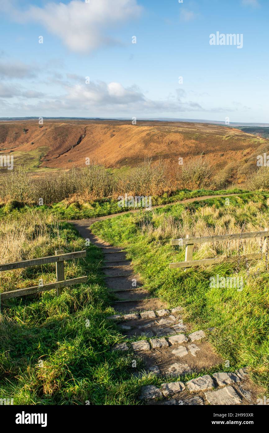 Steps leading to hiking path in Yorkshire England Stock Photo - Alamy