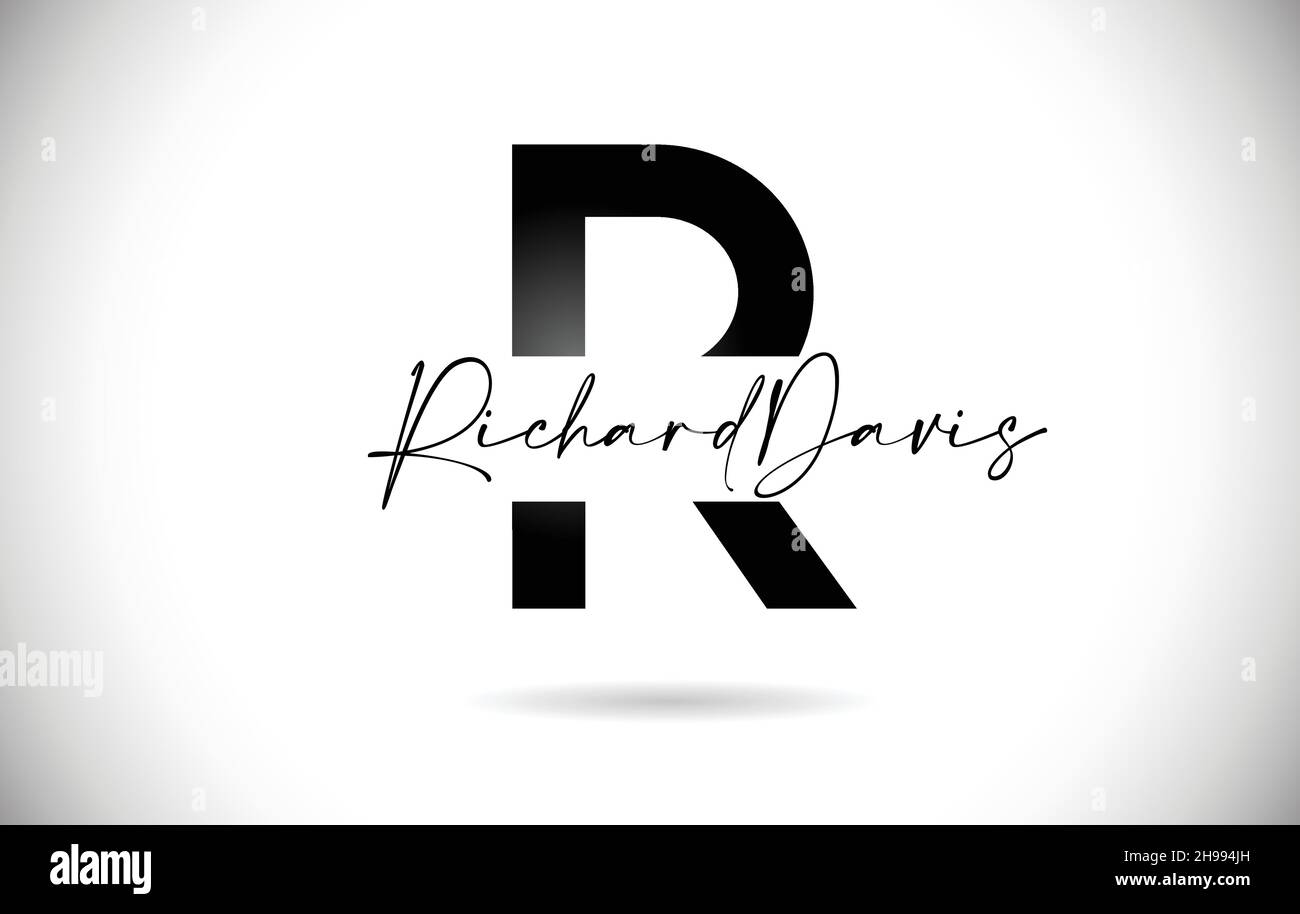 Letter R logo Design with Handwritten Name and Black Colors. Creative R ...