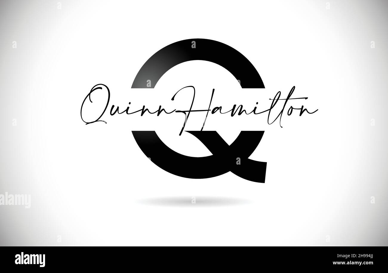 Letter Q logo Design with Handwritten Name and Black Colors. Creative Q ...