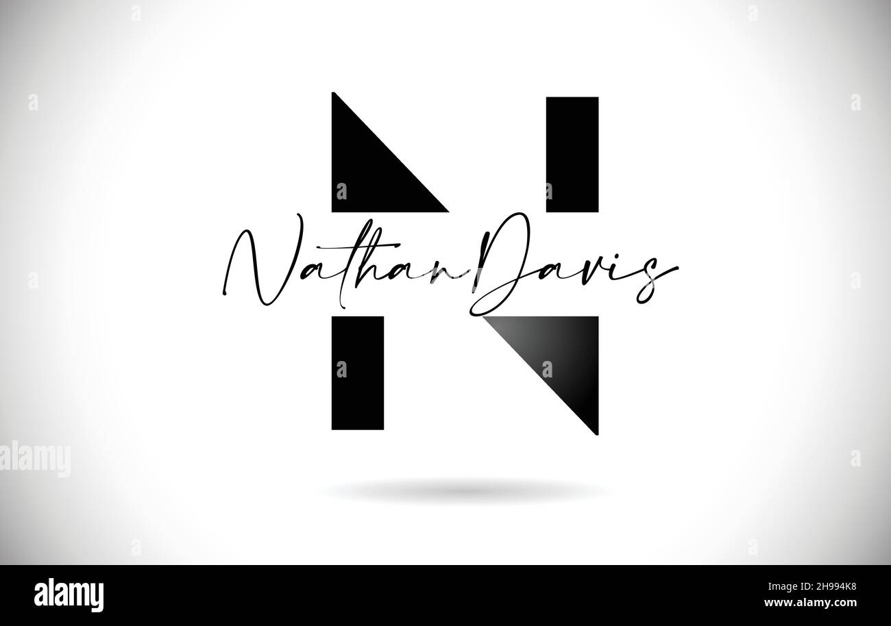 Letter N logo Design with Handwritten Name and Black Colors. Creative N ...
