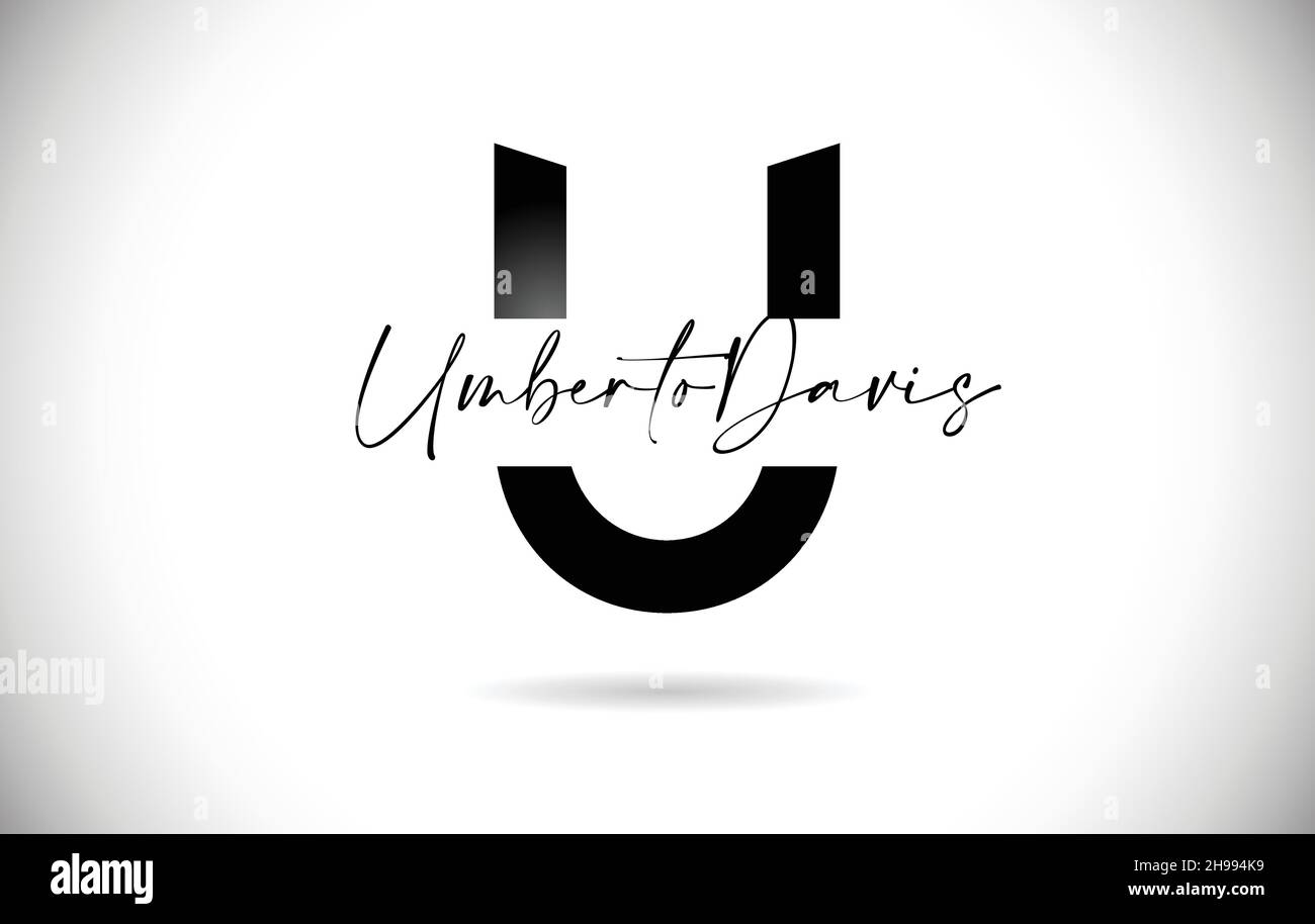Letter U logo Design with Handwritten Name and Black Colors. Creative U ...