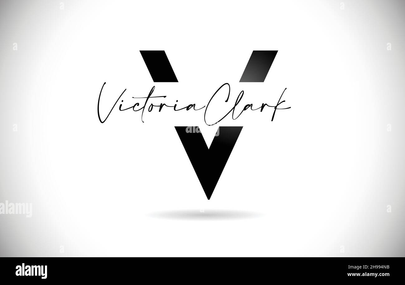 Letter V logo Design with Handwritten Name and Black Colors. Creative V ...