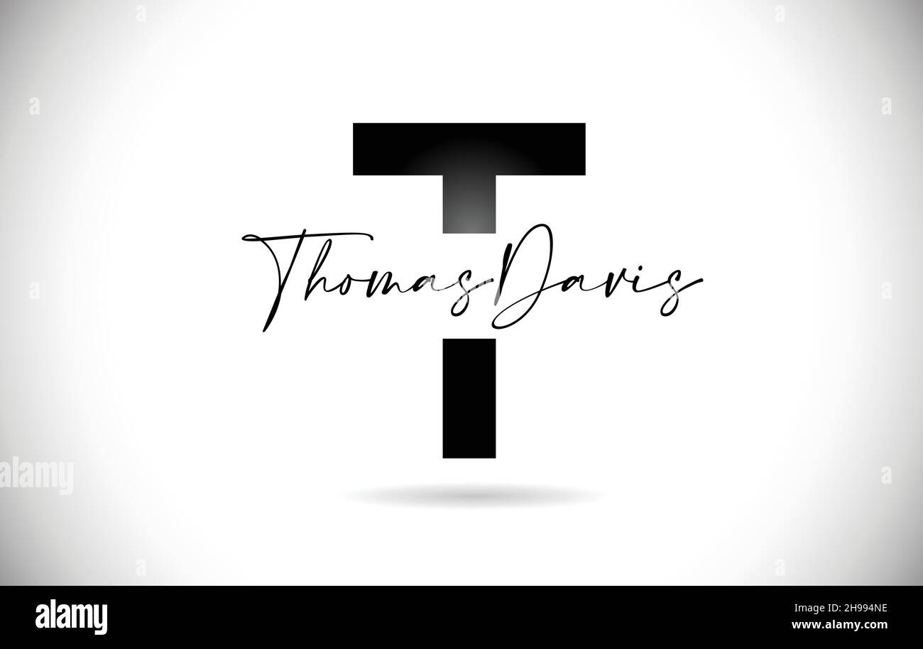 Letter T logo Design with Handwritten Name and Black Colors. Creative T ...