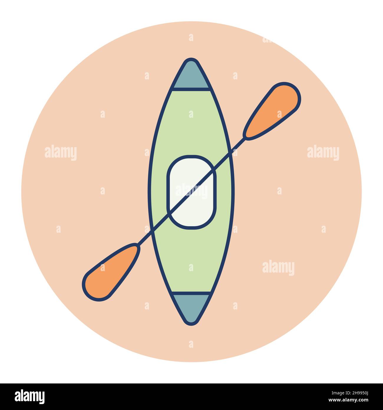 Kayak with paddle vector isolated icon. Camping sign. Graph symbol for ...