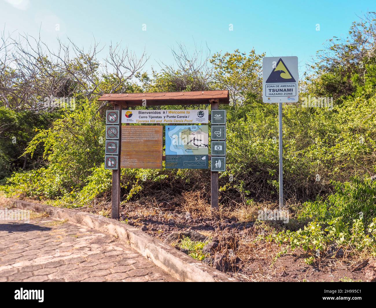 San Cristobal, Galapagos Islands - July 2021: Entry sign to Galapagos ...