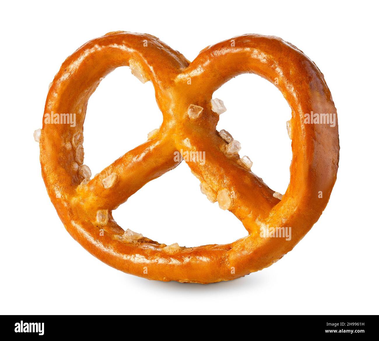 single glazed salted pretzel isolated on white Stock Photo - Alamy