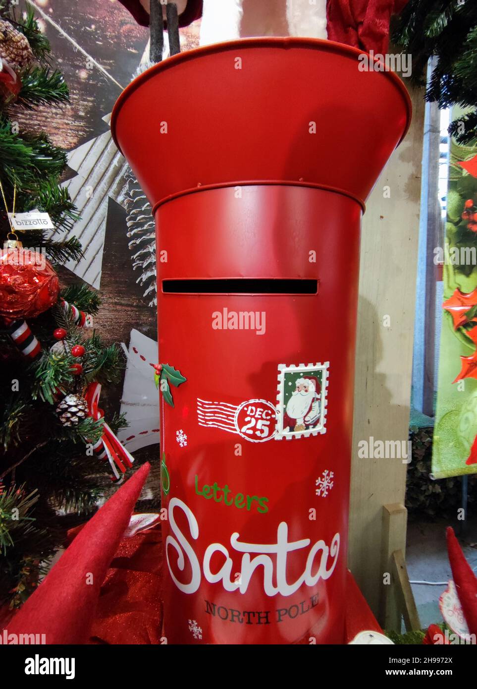 Santa Claus christmas mail post box detail Stock Photo - Alamy