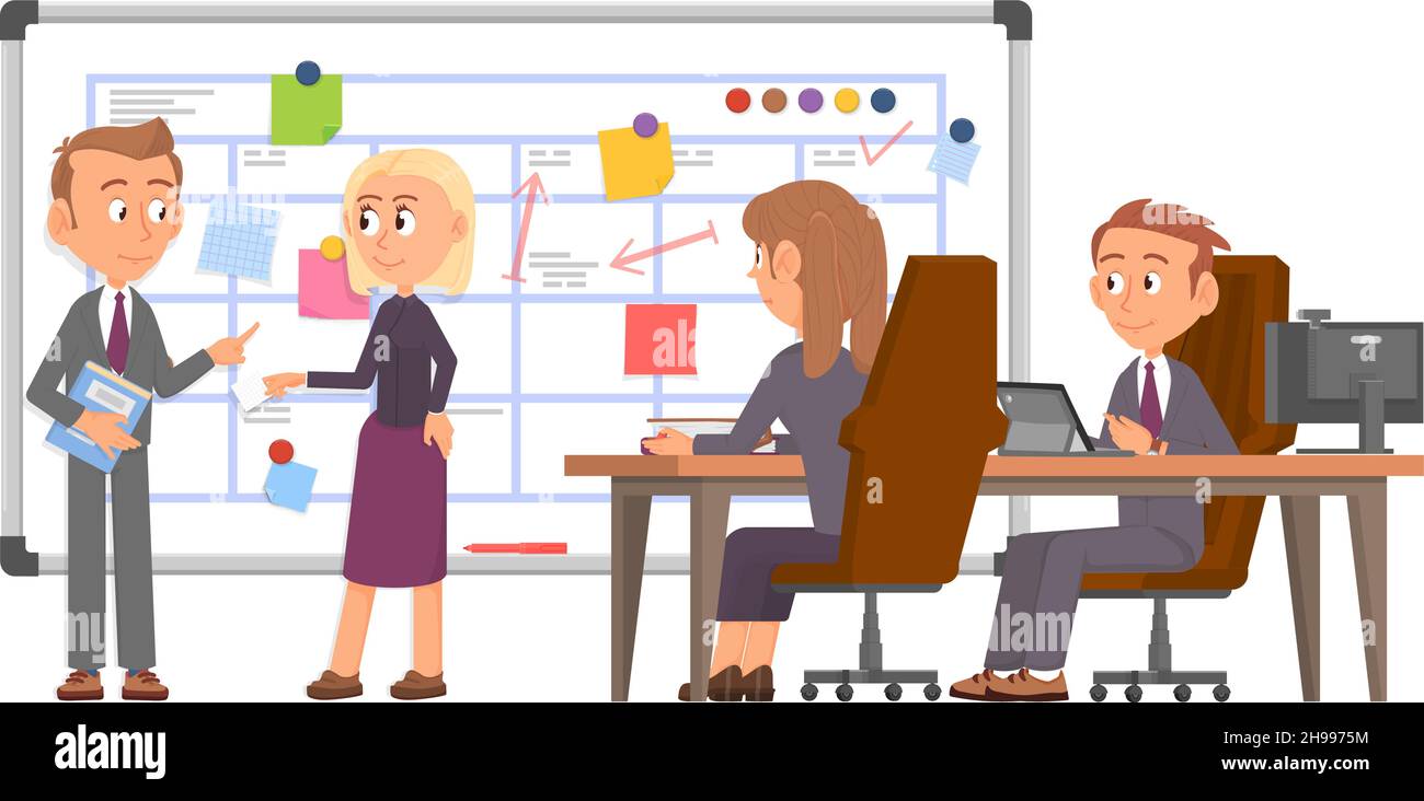 Team planning week. Business characters, company employee office ...