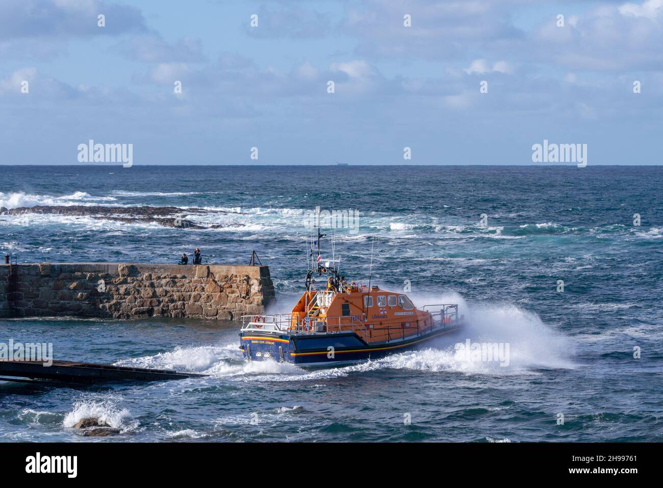 The Tamar class City of London III lifeboat being launched from it's ...