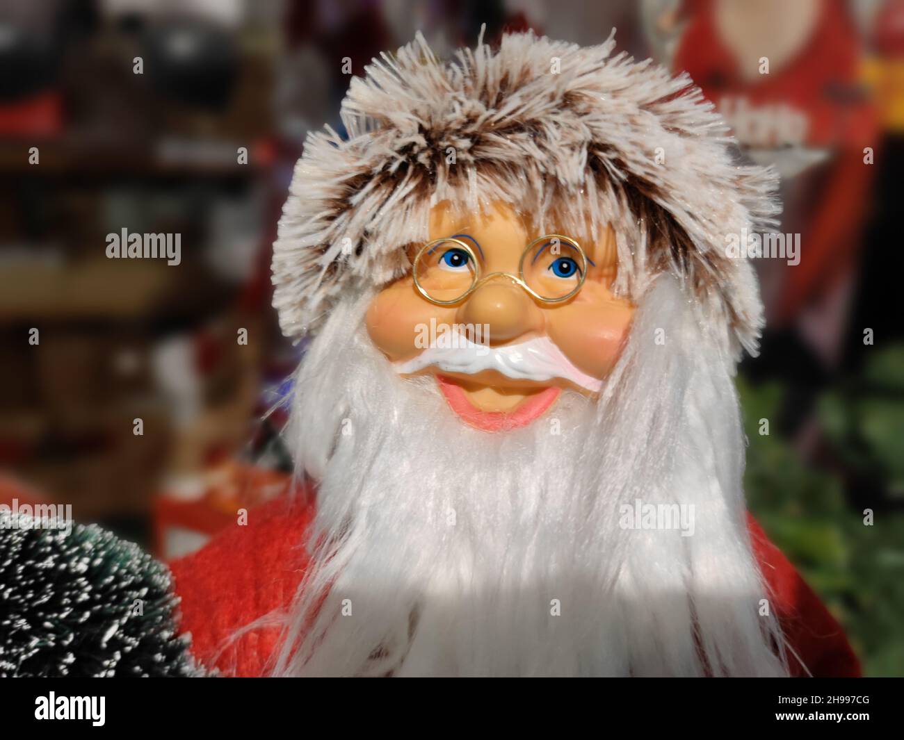 Santa Claus christmas decoration figure face detail close up Stock ...