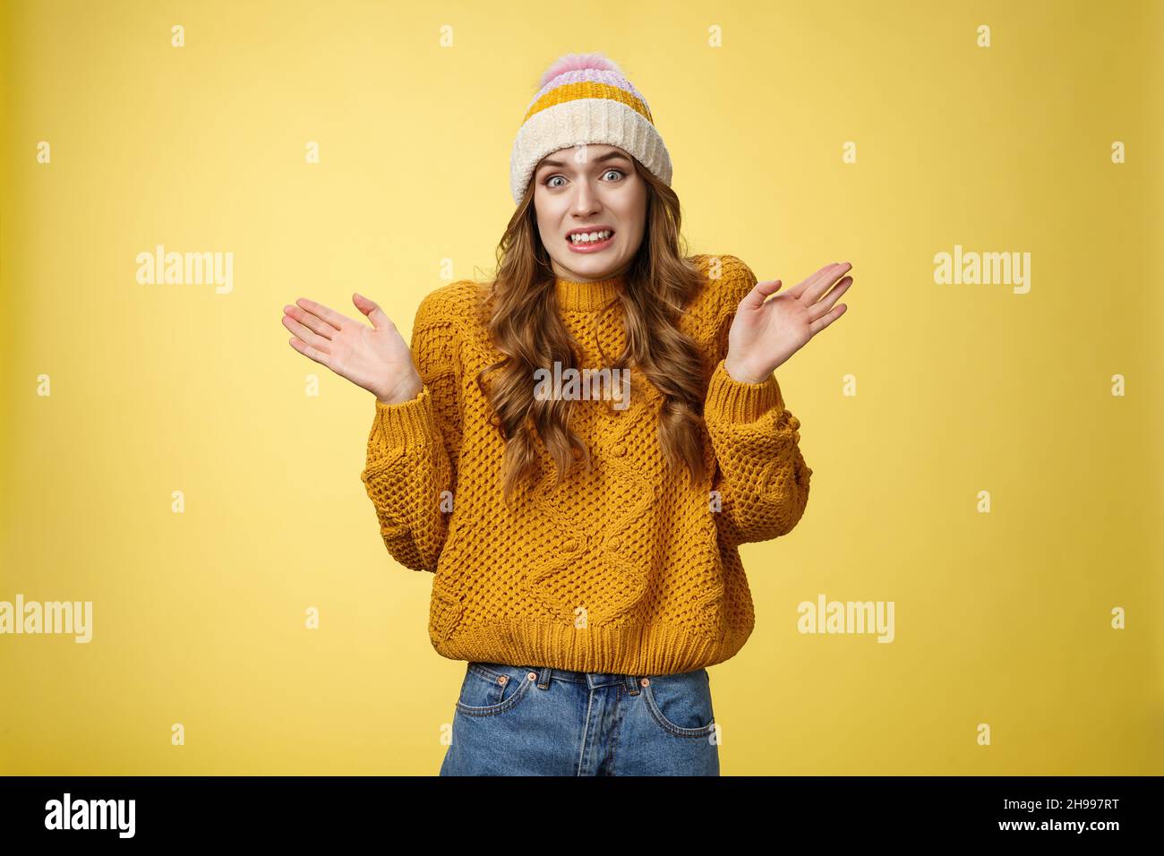 Oops sorry, my fault. Portrait awkward insecure worried cute european ...