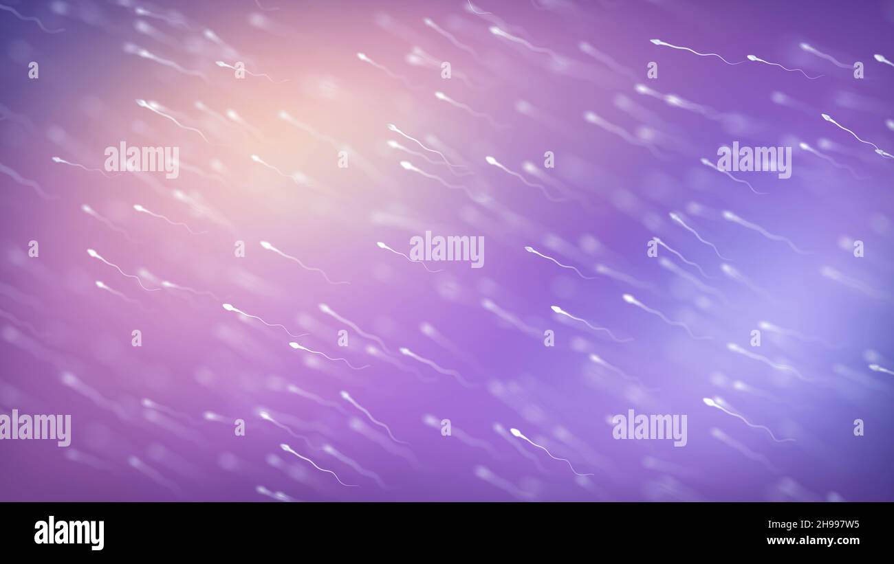 Male reproductive cells (Spermatozoa) moving on their way to the egg ...