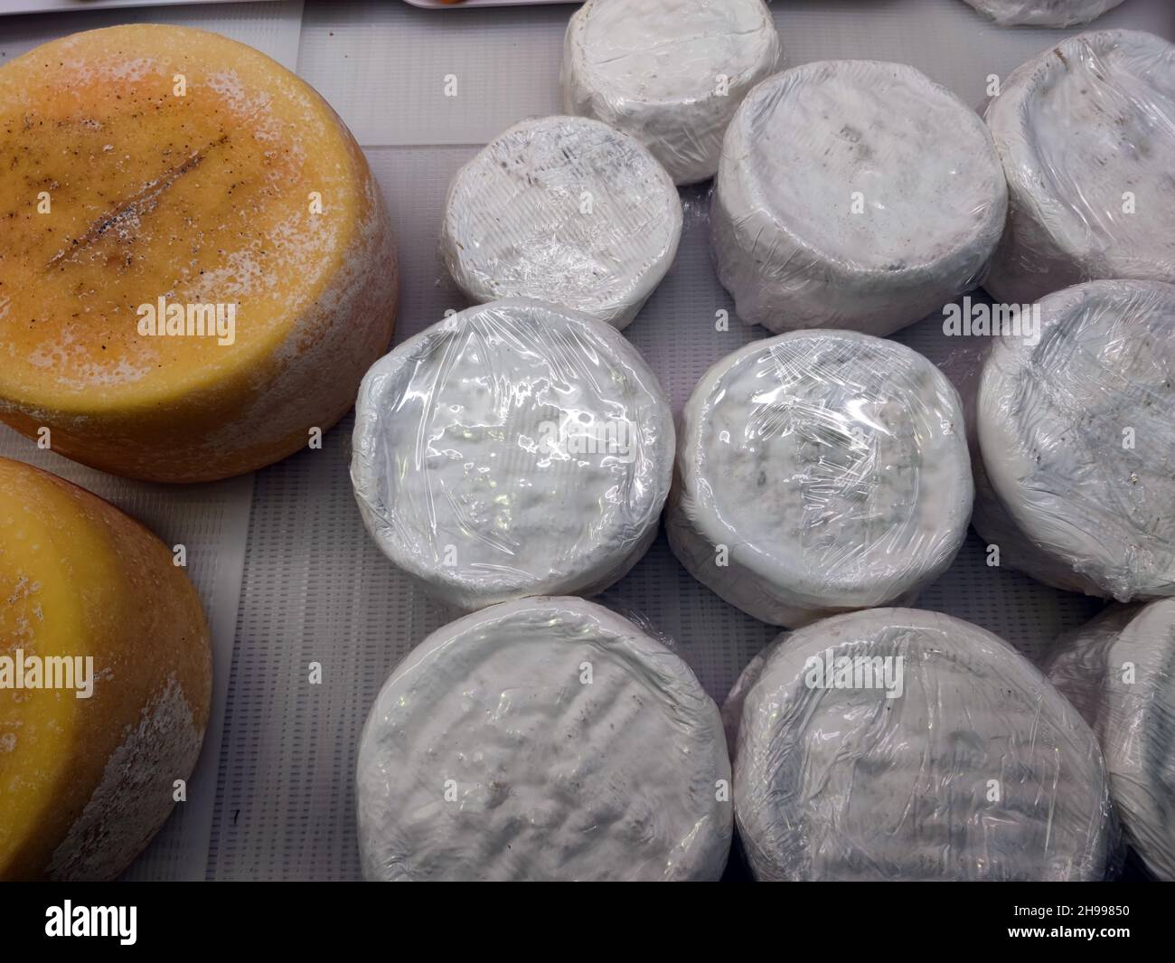 Natural hand made organic italian cheese at the market Stock Photo - Alamy