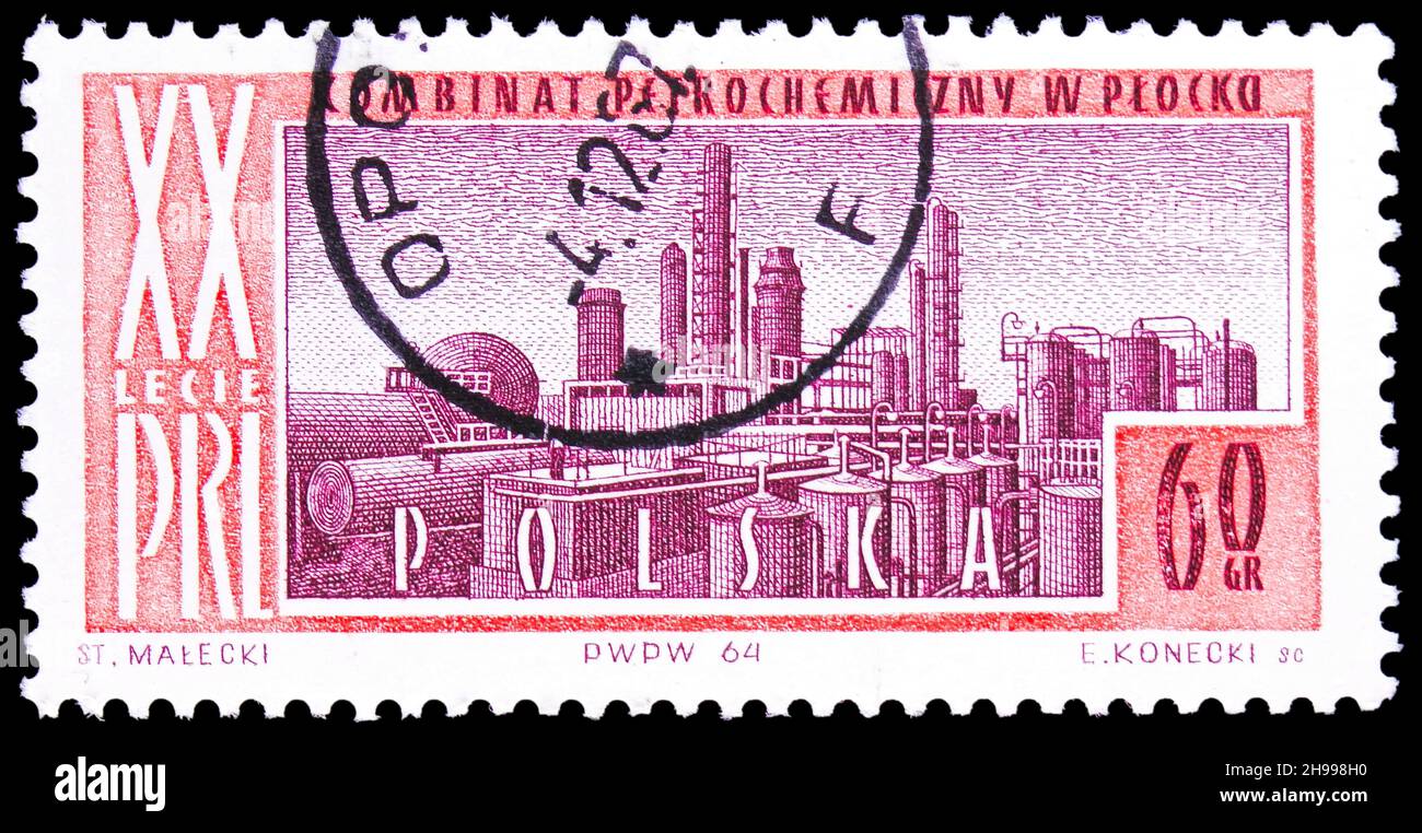 MOSCOW, RUSSIA - NOVEMBER 7, 2021: Postage stamp printed in Poland ...