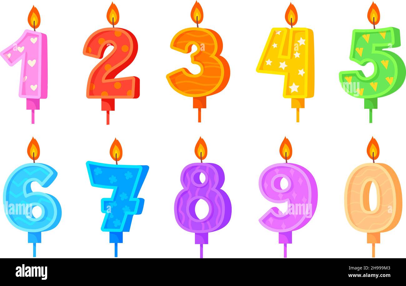 Anniversary numbers candle. Birthday number for celebration cake, party ...