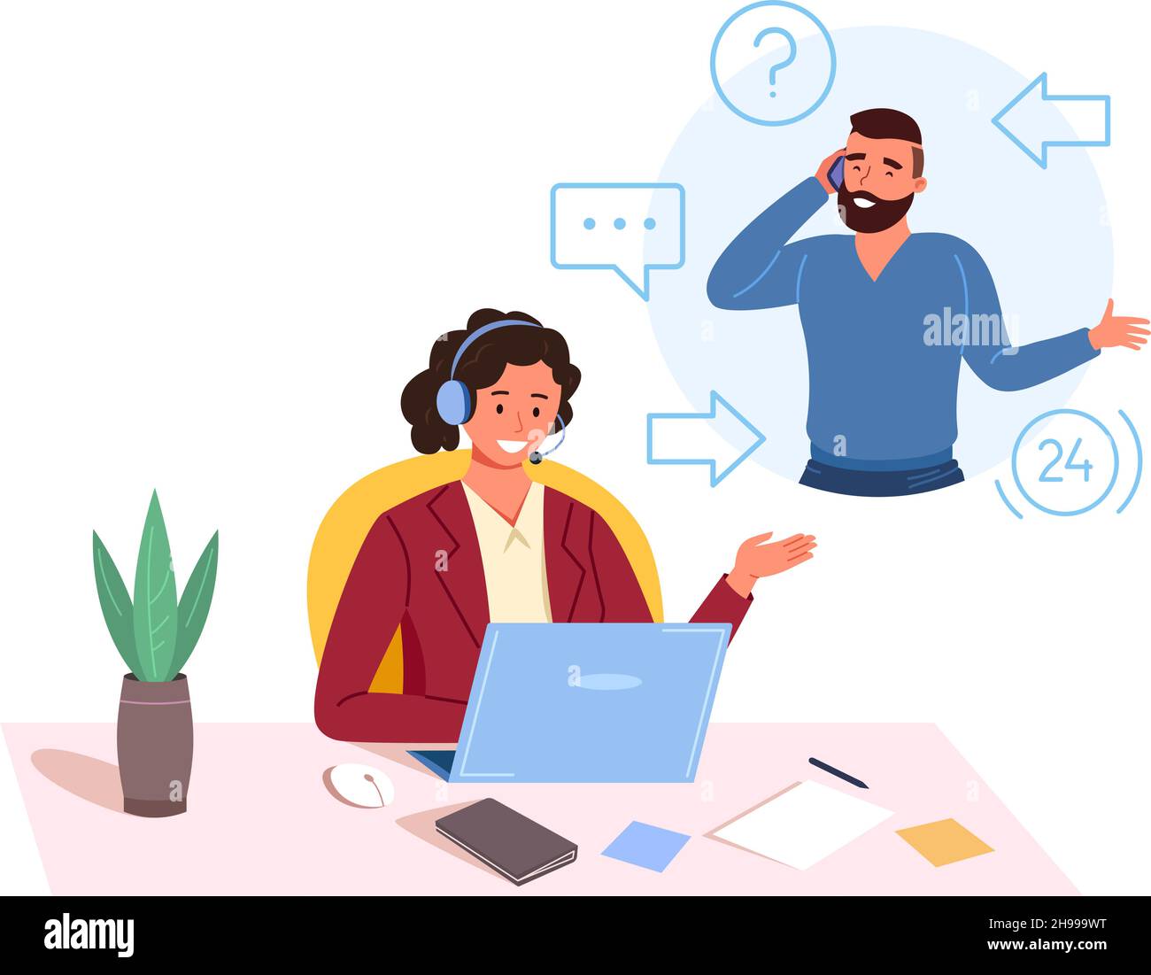 Technical call center manager talking Stock Vector Images - Alamy