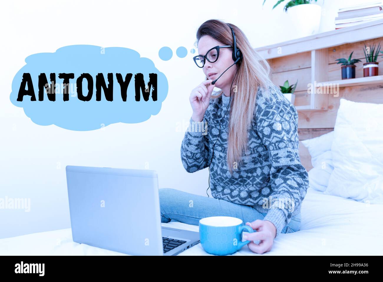 Handwriting text Antonym. Business concept word or phrase whose meaning ...