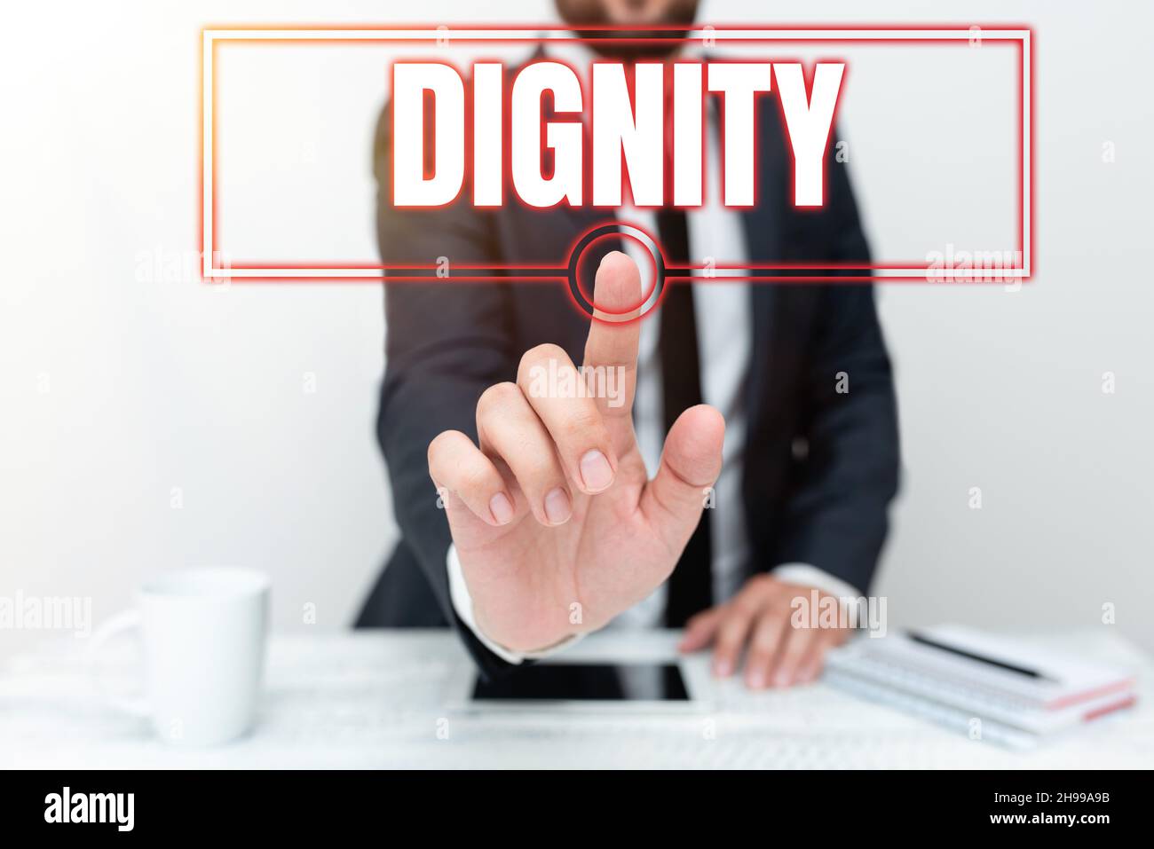 Text caption presenting Dignity. Conceptual photo Quality Being worthy ...
