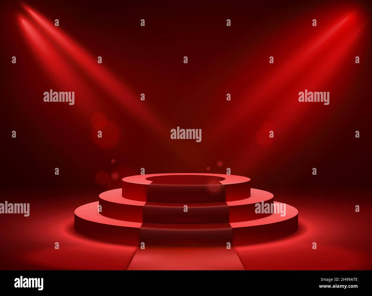 Stage podium lighting. Award ceremony victory pedestal champion, show ...
