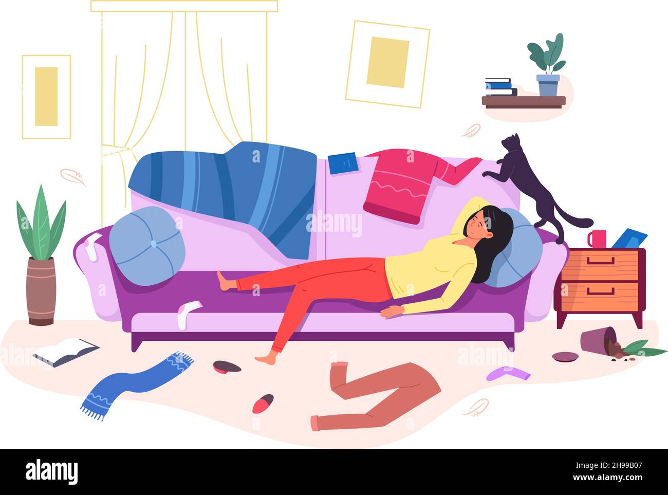 Lazy Person On Couch Cartoon