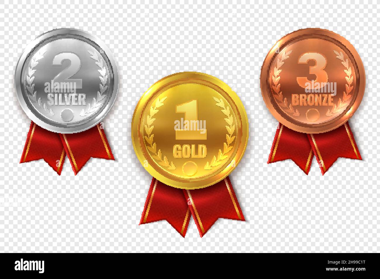 Realistic award medals. Winner medal gold bronze silver first place ...