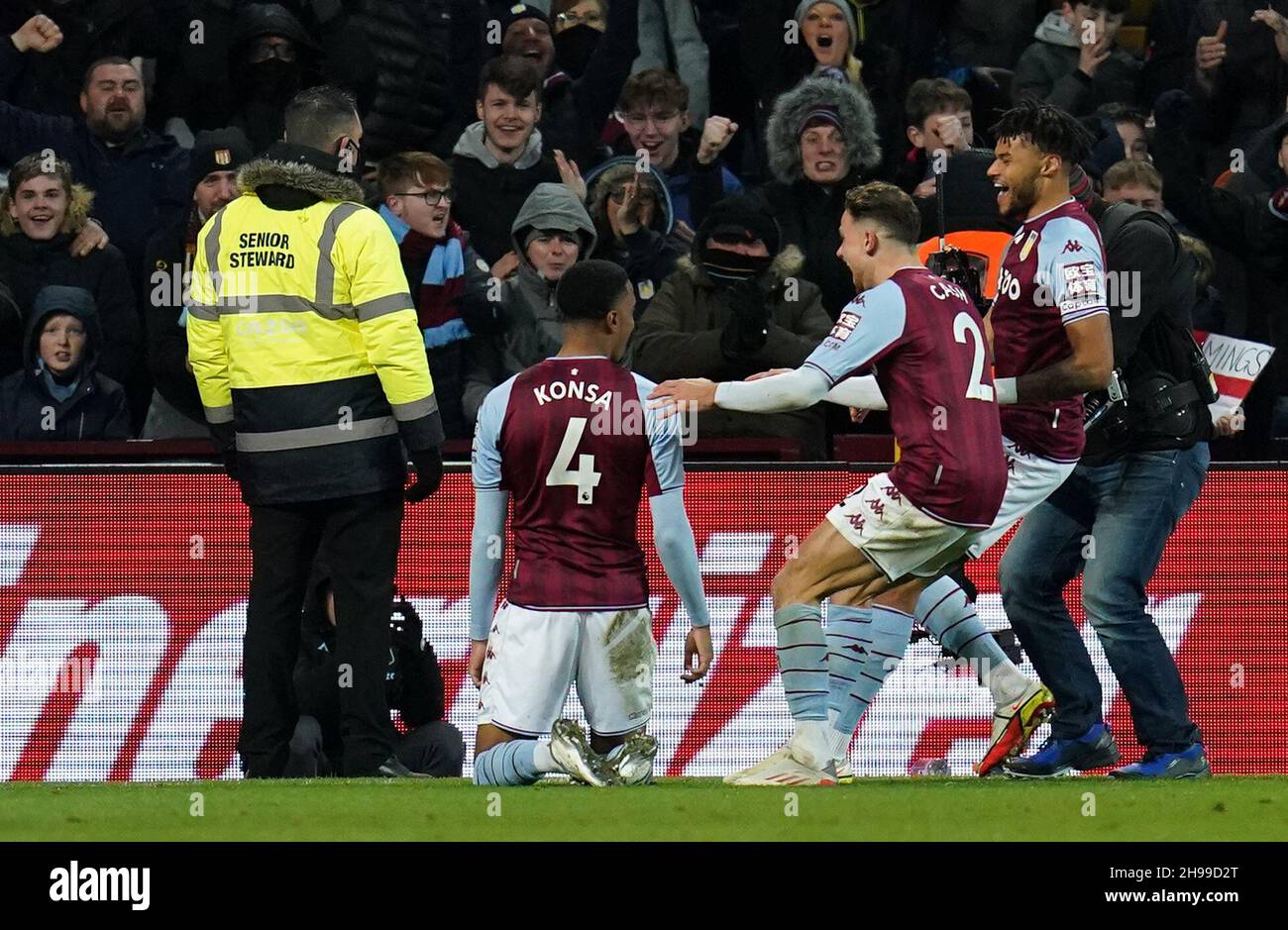 Aston villas ezri konsa celebrates scoring hi-res stock photography and ...