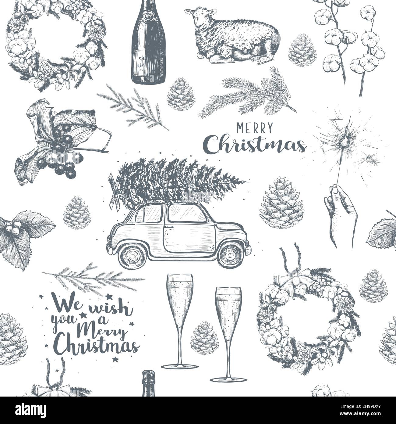 Champagne glasses christmas tree Stock Vector Images - Alamy