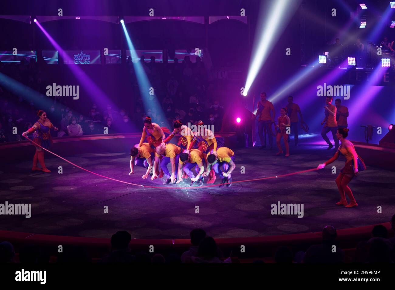 Paris, France. 4th Dec, 2021. Collective demonstration of skipping ...