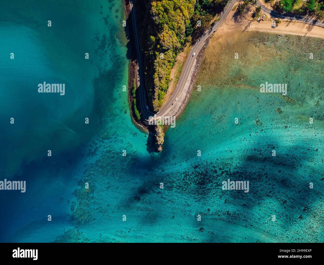 Maconde point with tropical sea. Aerial View in Mauritius Island Stock ...