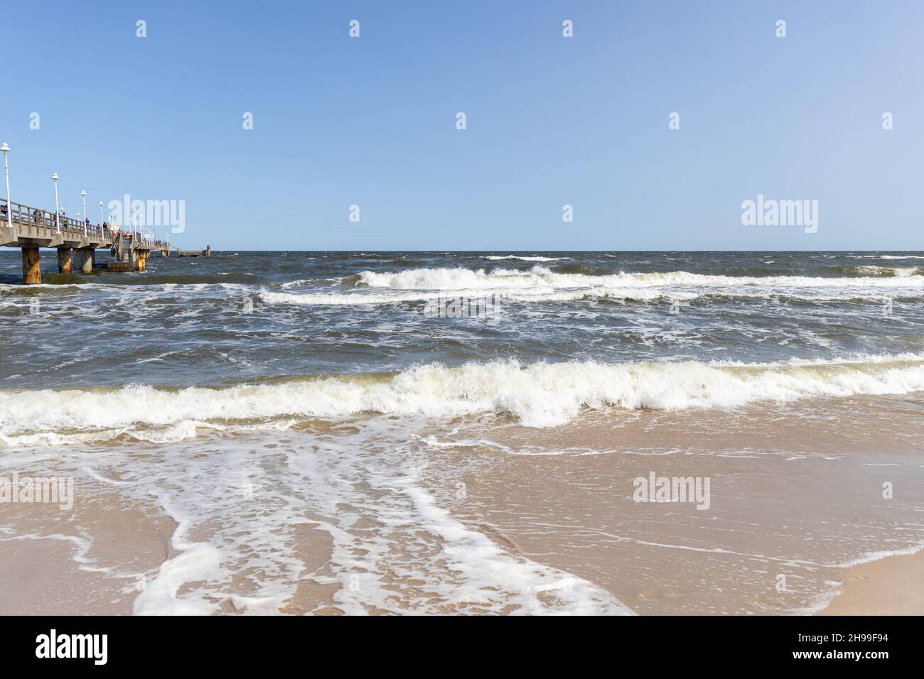 The waves in the wonderful seaside resort of Zinnowitz on the island of ...